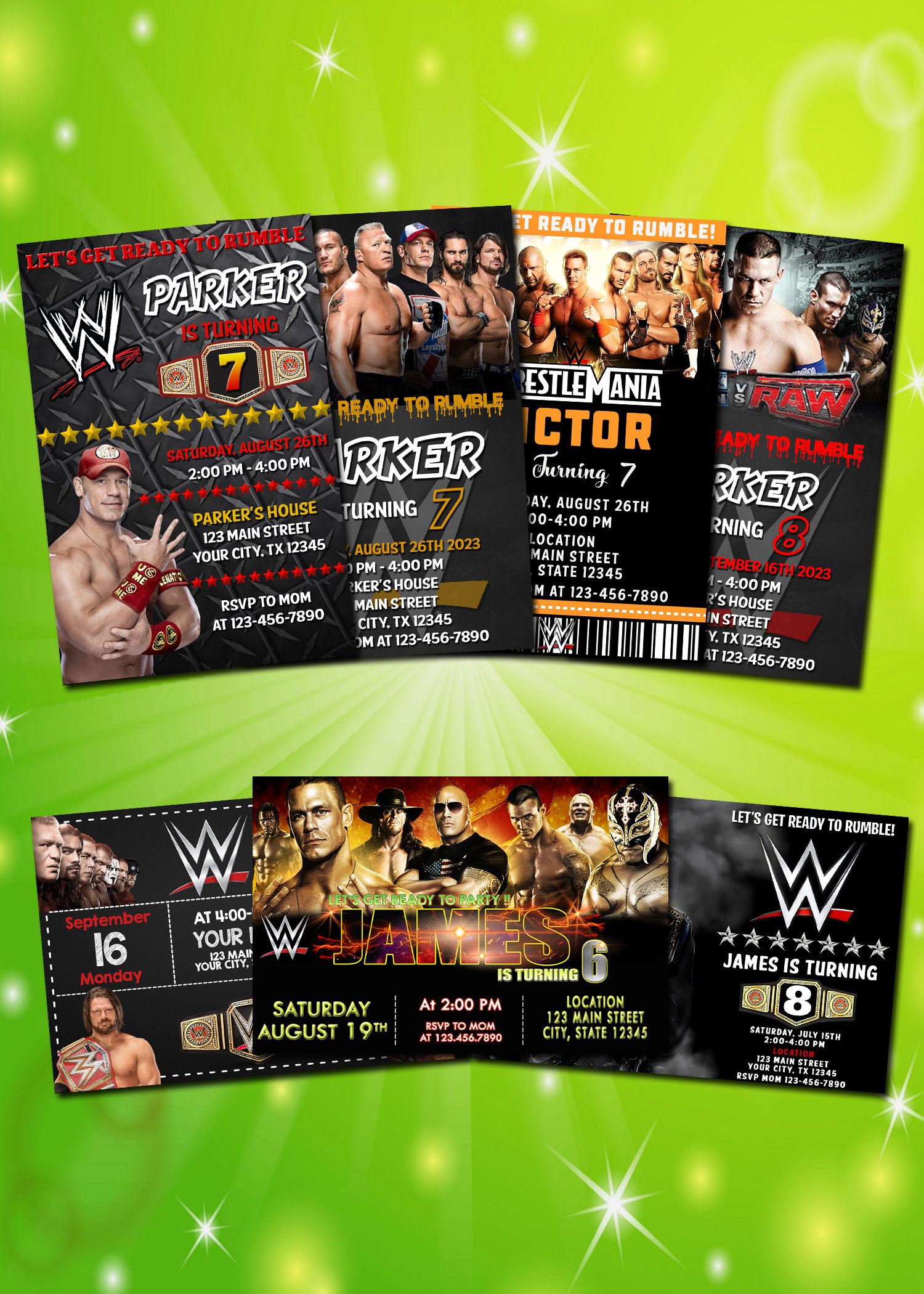 Personalize Wrestling Birthday Invitation, Editable Wrestling ...
