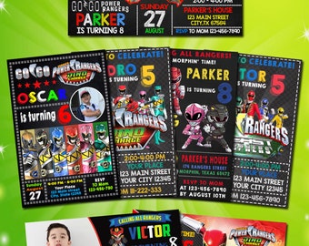 Editable Power Rangers Birthday Invitation, Power Rangers Invitation ...