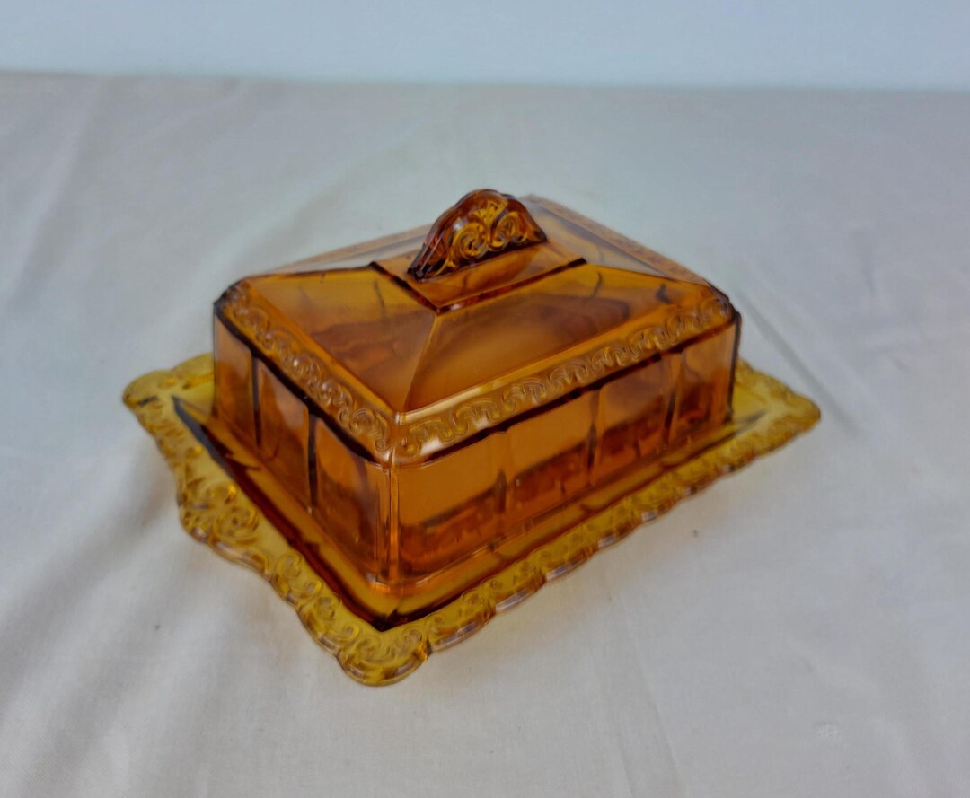 Beautiful Butter Container, Glass Butter Container, Vintage, Retro, Old ...