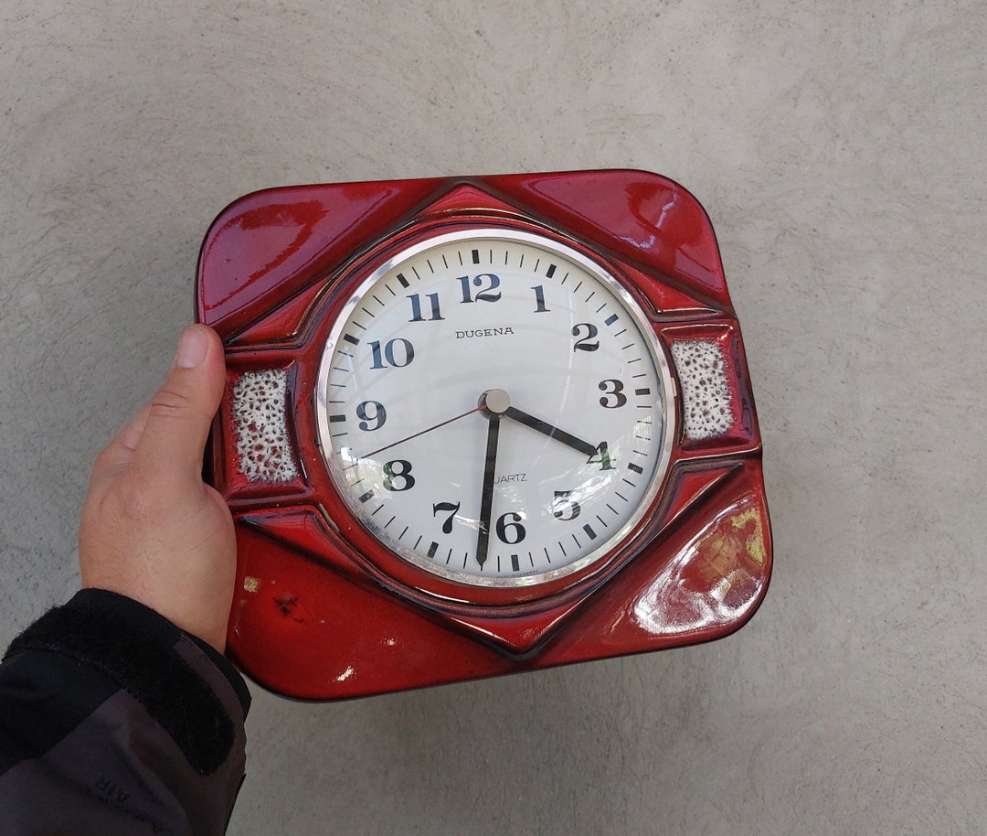Dugena Clock, Modernist Clock, Unique Clock, Lava Clock, Red Clock ...