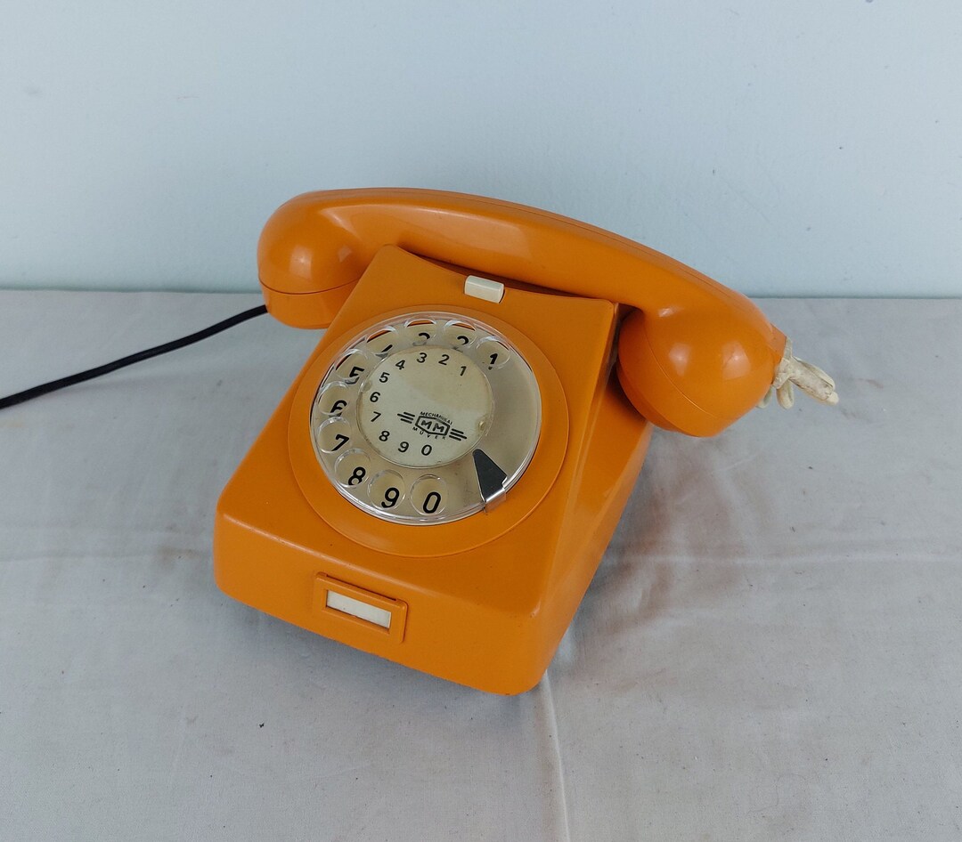 Rotary Phone, Desk Phone, Orange Phone, Vintage Phone, Retro Phone ...