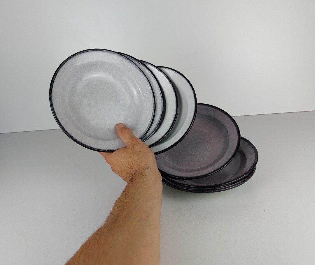 8 Soviet Metal Plate, Romanian Plate, Enamel Metal Plate, Metal Plate ...