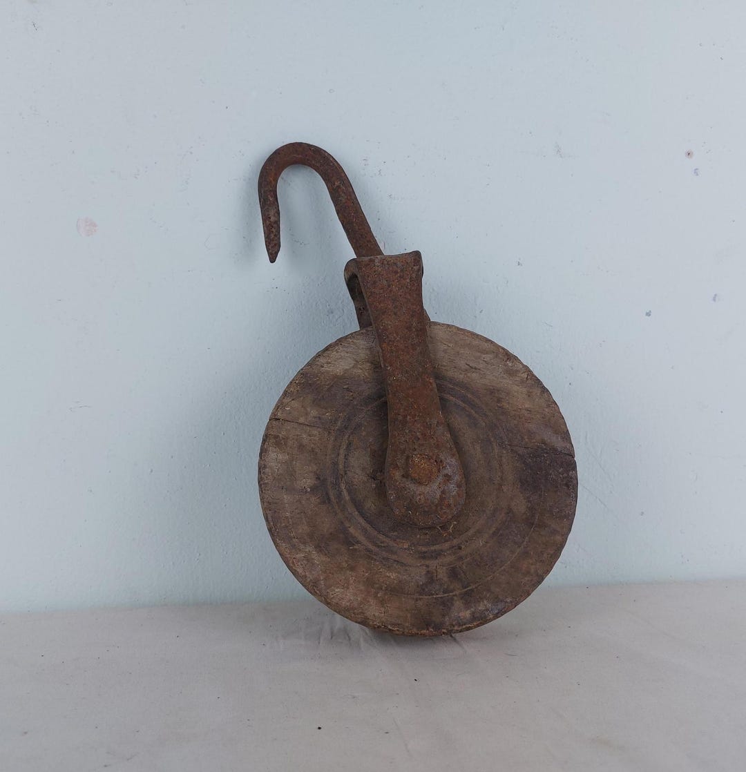 Wooden Pulley, Antique Wooden Pulley, Retro Wooden Pulley, Authentic ...