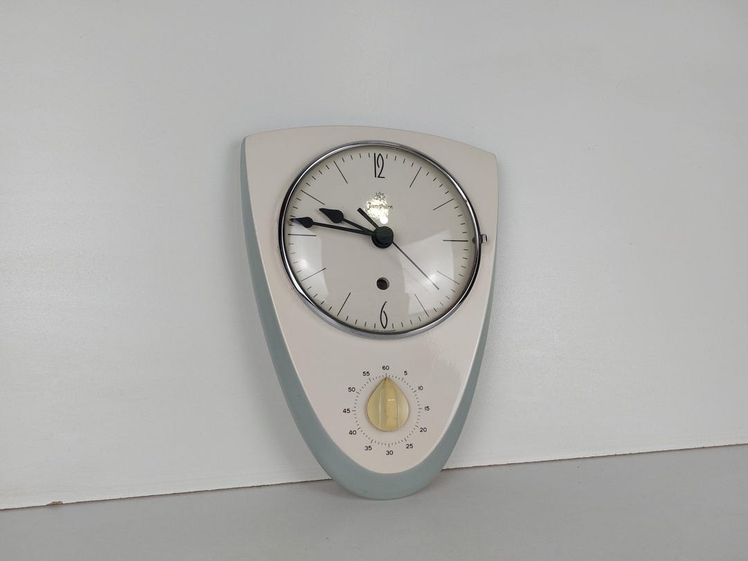 Junghans Modernist Clock, Ceramic Wall Clock, Vintage Clock, Gray and ...