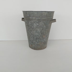 Tall Metal Bucket, Antique Metal Well Bucket, Old Zinc Pot, Farmhouse ...