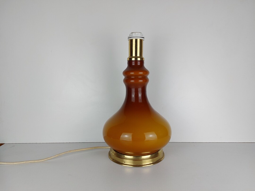 Vintage Large Yellow Lamp, Base Lamp, Yellow Glass Lamp, Unique Lamp ...