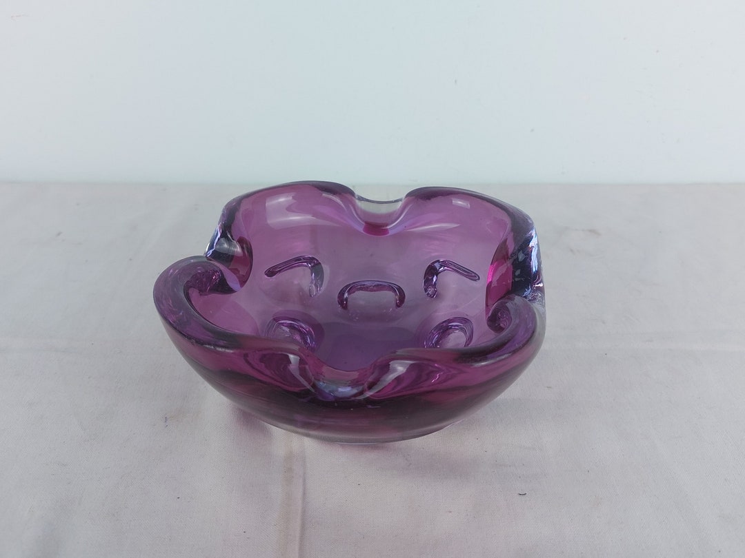 Purple Ashtray, Vintage Ashtray, Retro Ashtray, Glass Ashtray, Unique ...
