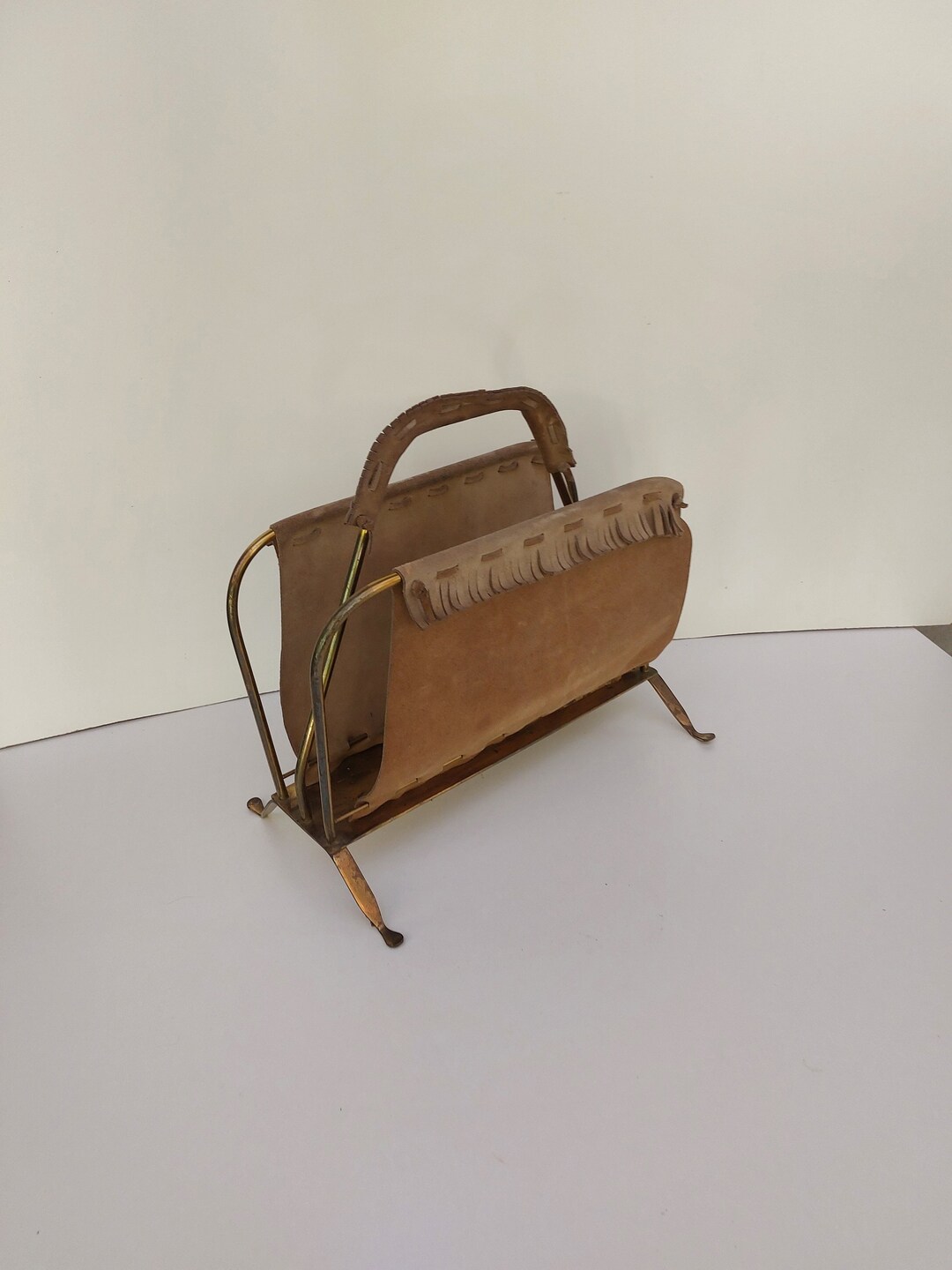 Retro Newspaper Holder, Leather, Metal, Vintage Newspaper Holder, Home ...