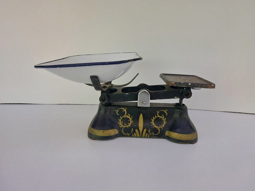 Vintage England Scale, Cast Iron Scale, Retro Kitchen Scale, Black ...