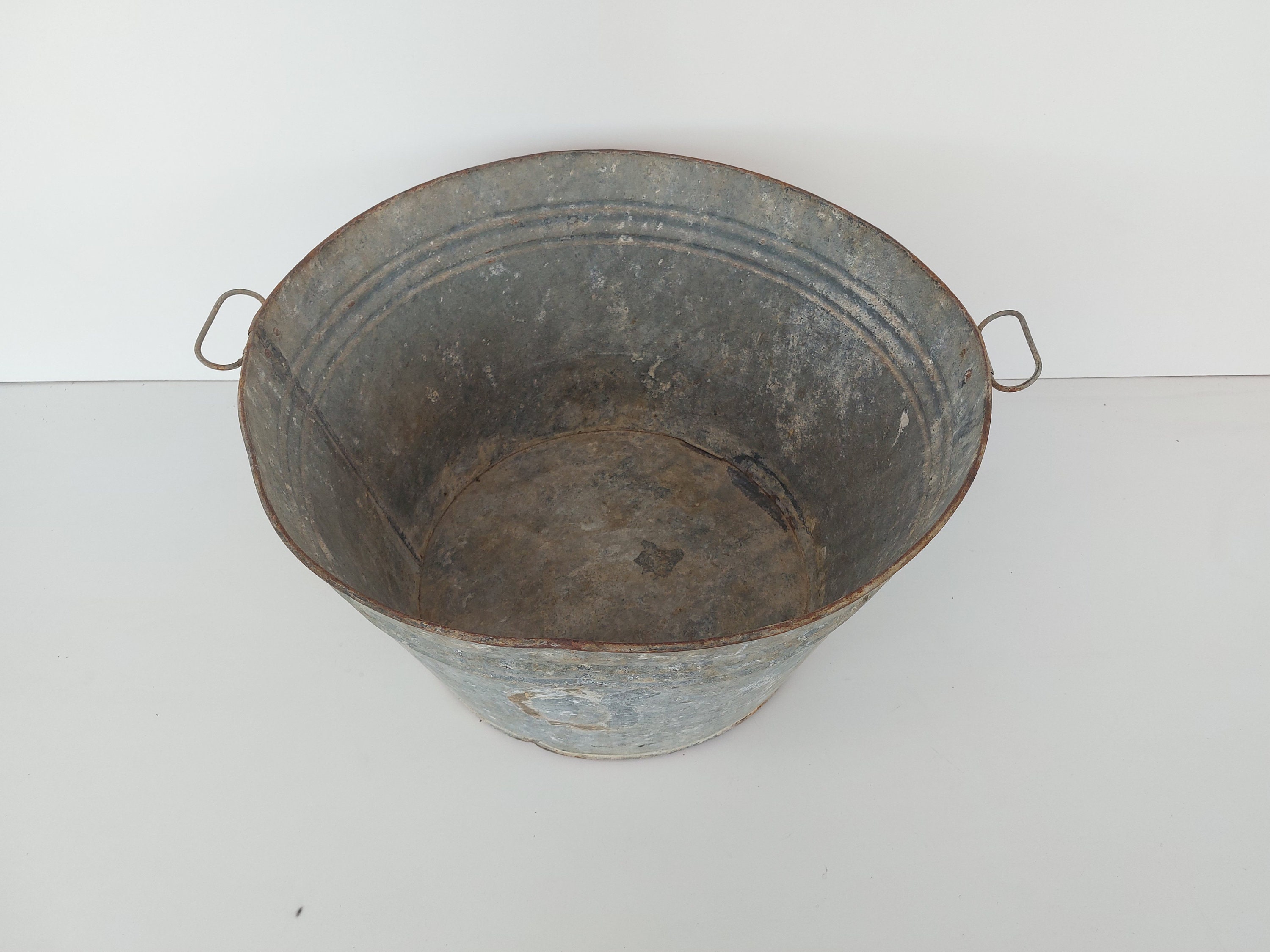 Large Metal Bucket, Antique Metal Well Bucket, Old Zinc Pot, Farmhouse ...