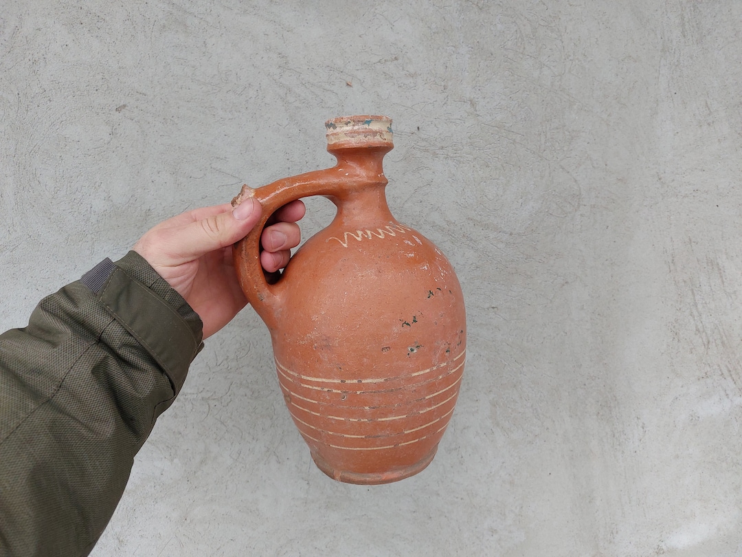 Primitive Jug,vase, Primitive Art, Clay Vase, Country Vase, Brown Vase ...