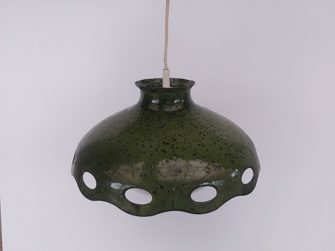 Large Green Wall Lamp, Pendant Lamp, Vintage Lamp, Retro Lamp, Germany ...