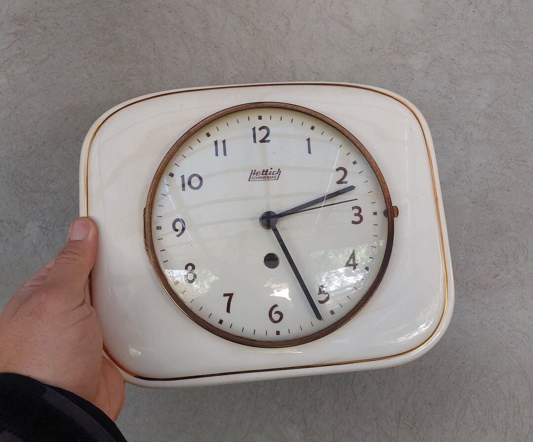 Hettich Clock, Art Deco Clock, Ceramic Clock, Vintage Clock, Retro Clock, Beautiful Art Deco ...
