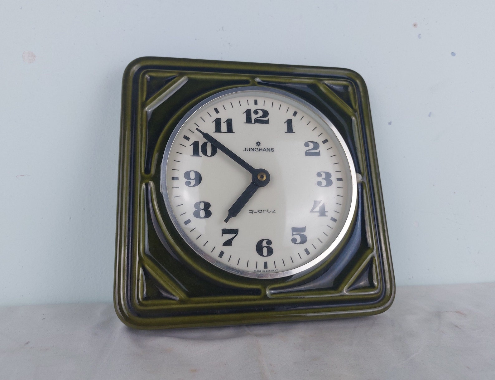 Junghans Clock, Wall Clock, Germany Clock, Dark Green Clock, Old Clock ...