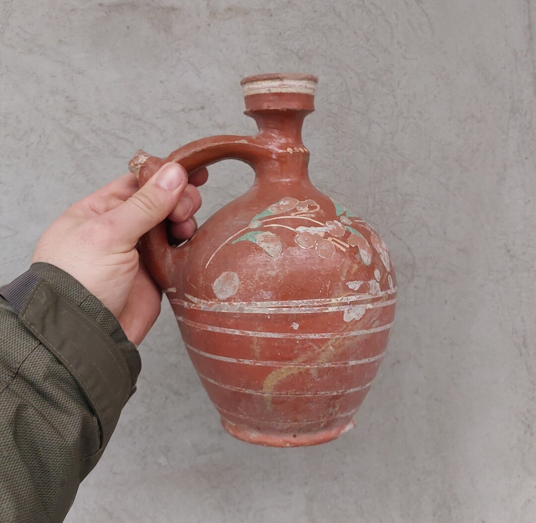 Primitive Jug,vase, Primitive Art, Clay Vase, Pottery Vase, Brown Vase ...