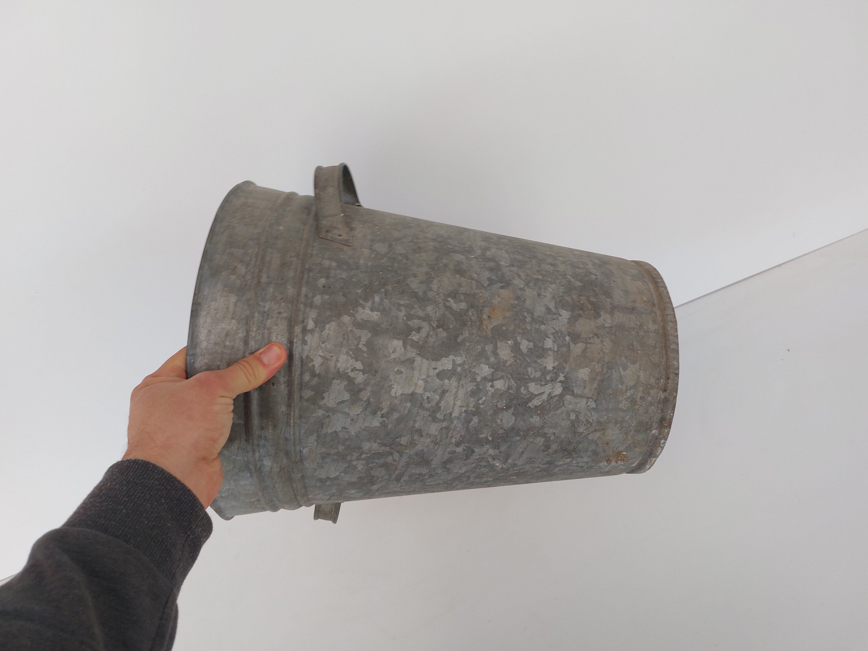 Tall Metal Bucket, Antique Metal Well Bucket, Old Zinc Pot, Farmhouse ...