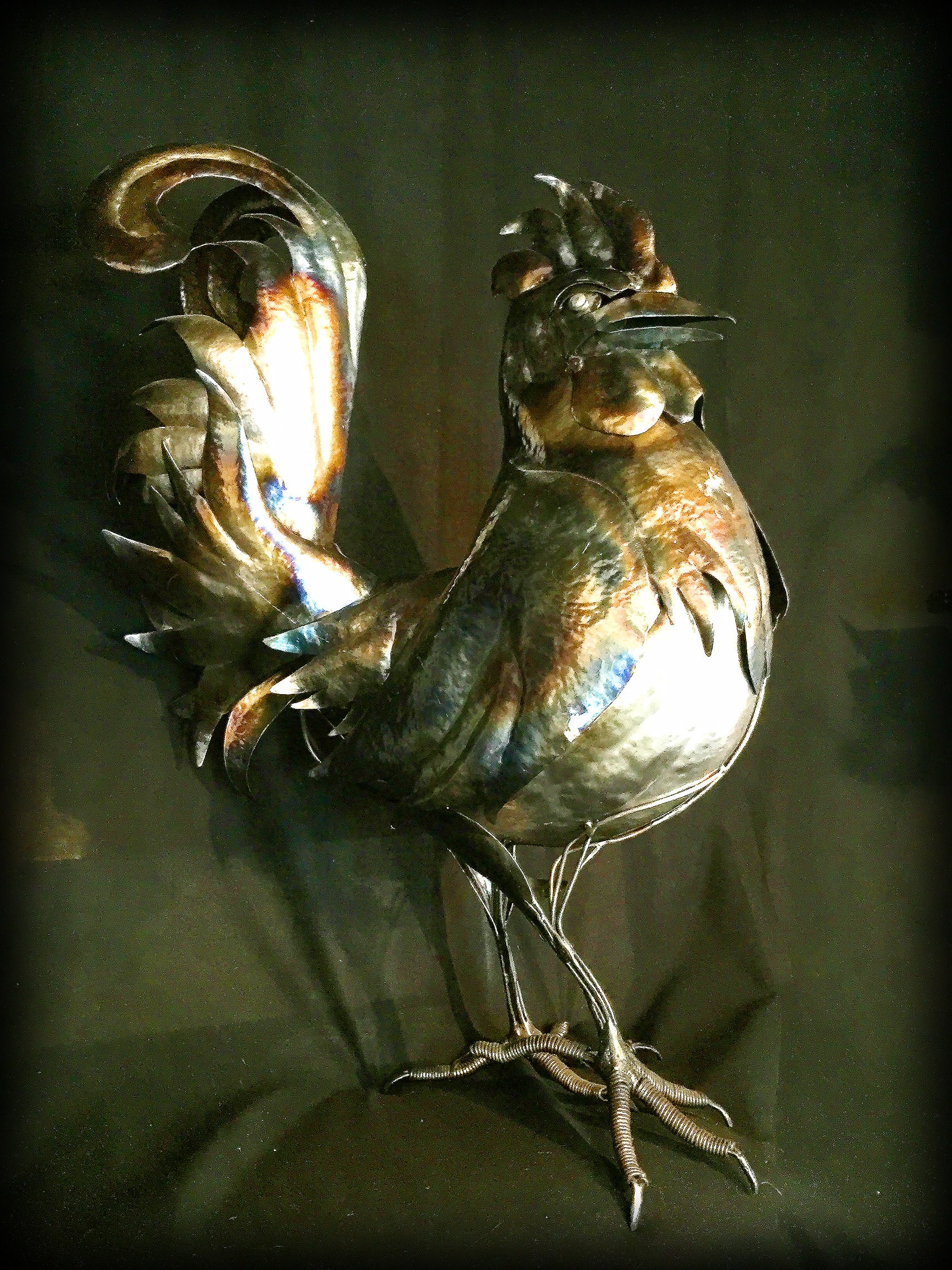 Cockerel Sculpture Hand Forged Metal Art - Etsy