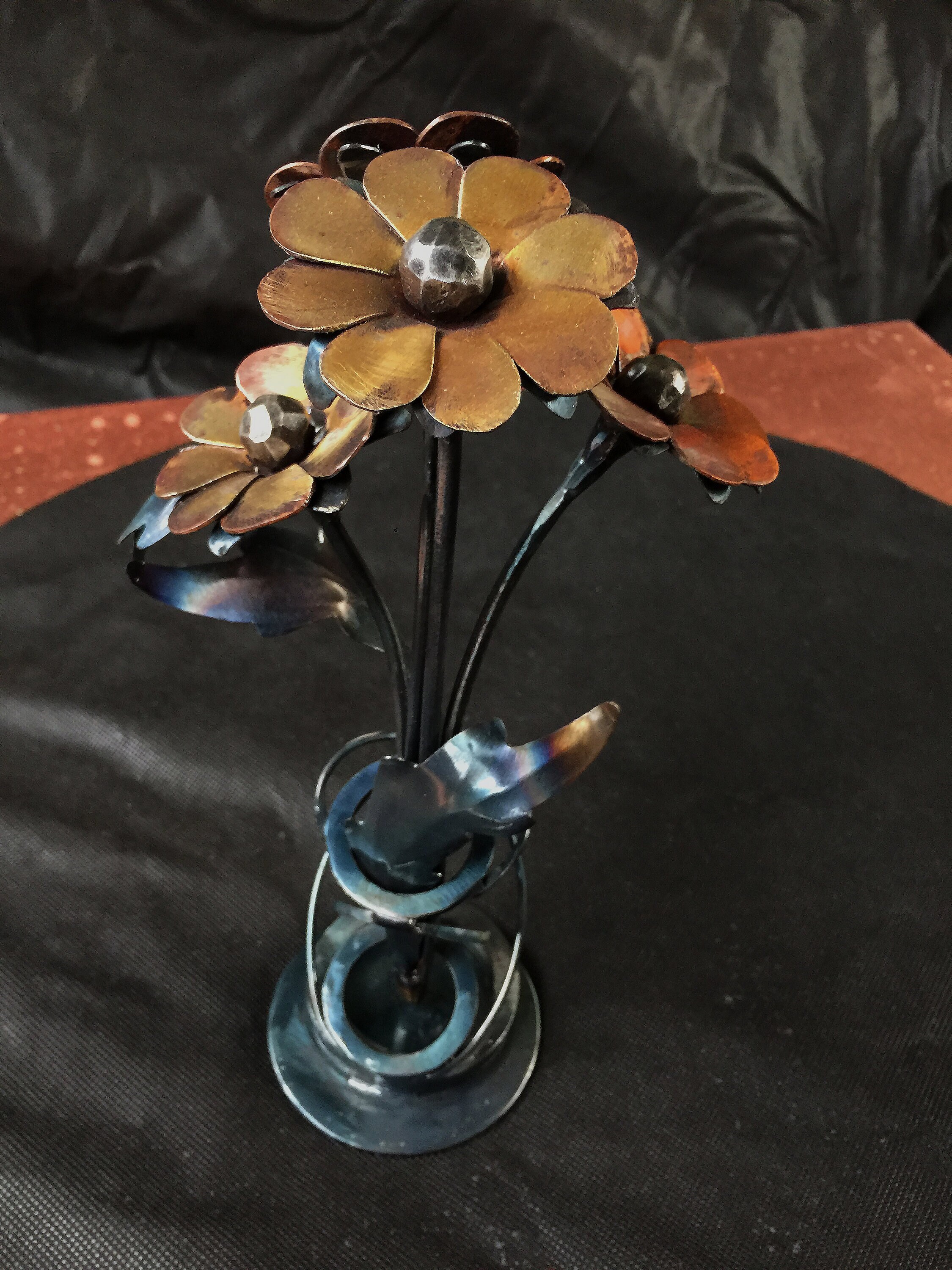Hand Forged Iron and Copper Daisy Flower, Mothers Day Gift, Table ...