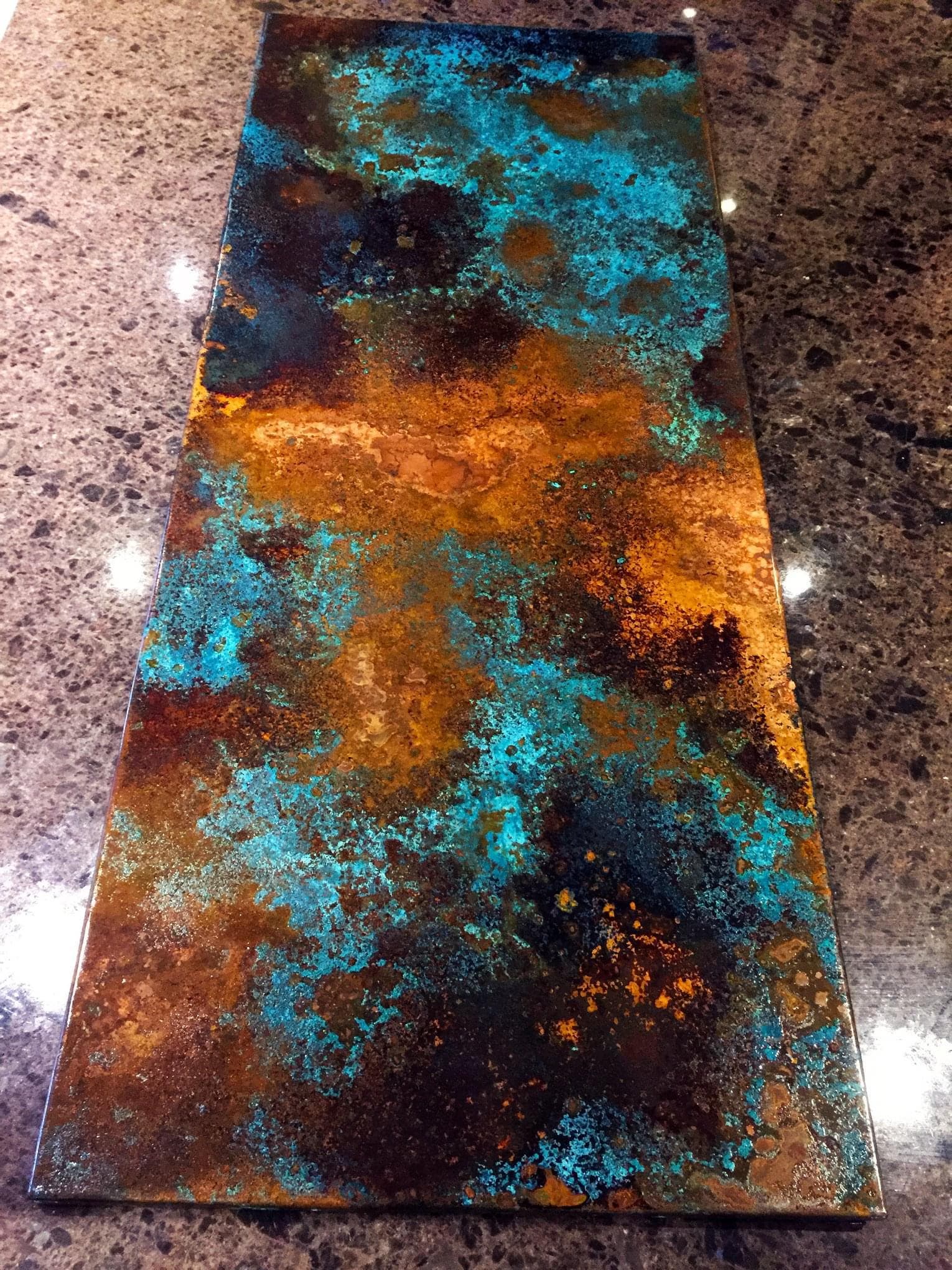 Copper Patina Abstract Wall Art Panel, Turquoise Nebula - Etsy