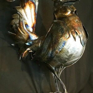 Cockerel Sculpture Hand Forged Metal Art - Etsy
