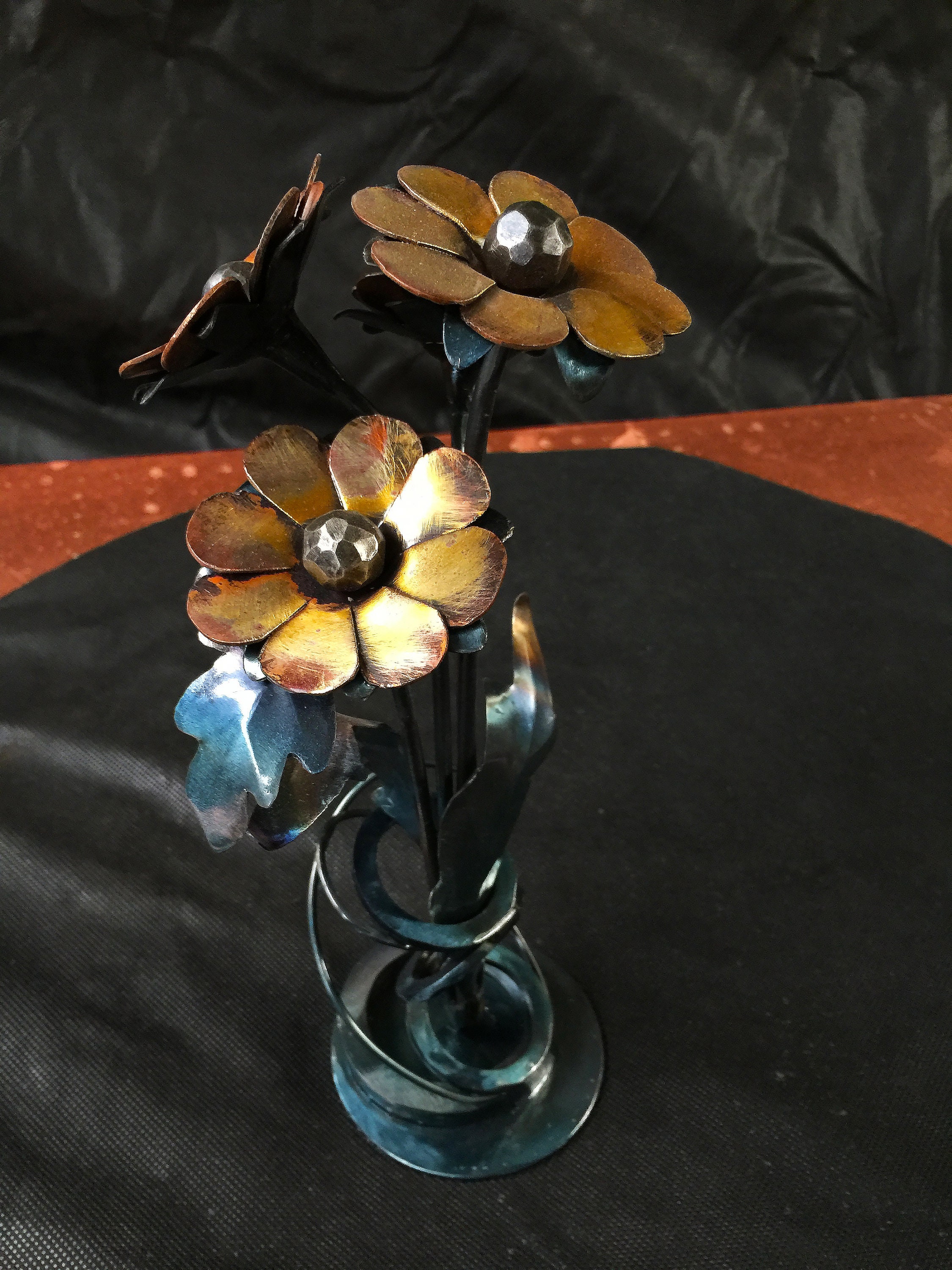 Hand Forged Iron and Copper Daisy Flower, Mothers Day Gift, Table ...