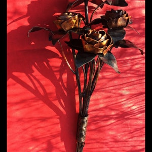 Hand Forged Copper Rose: Iron Flower Sculpture, Love Token - Etsy