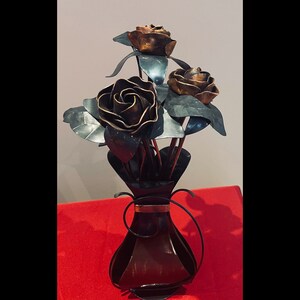 Hand Forged Copper Rose: Iron Flower Sculpture, Love Token - Etsy