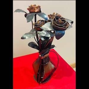 Hand Forged Copper Rose: Iron Flower Sculpture, Love Token - Etsy