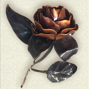 Hand Forged Copper Rose: Iron Flower Sculpture, Love Token - Etsy