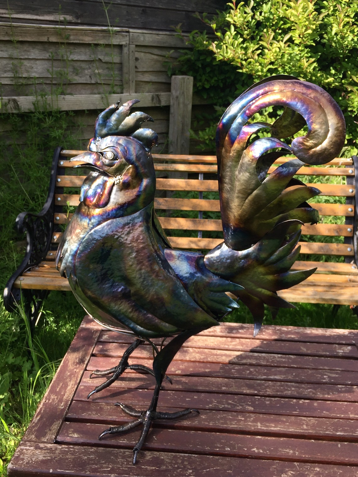 Cockerel Sculpture Hand Forged Metal Art - Etsy