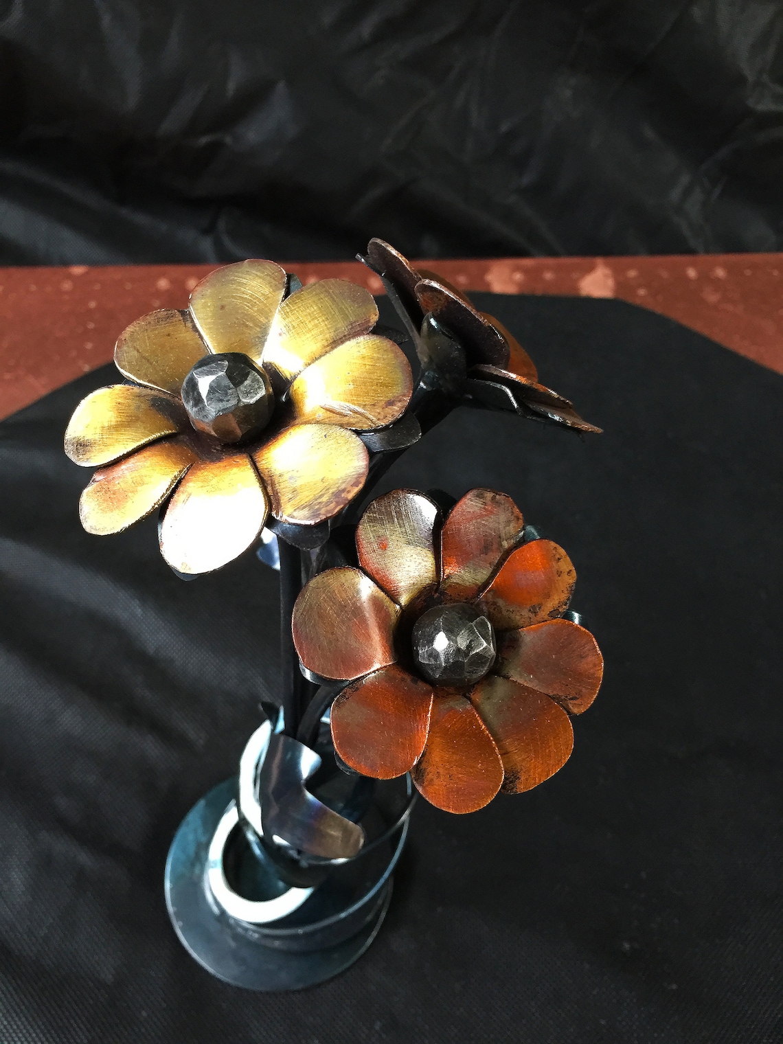 Hand Forged Iron and Copper Daisy Flower, Mothers Day Gift, Table ...