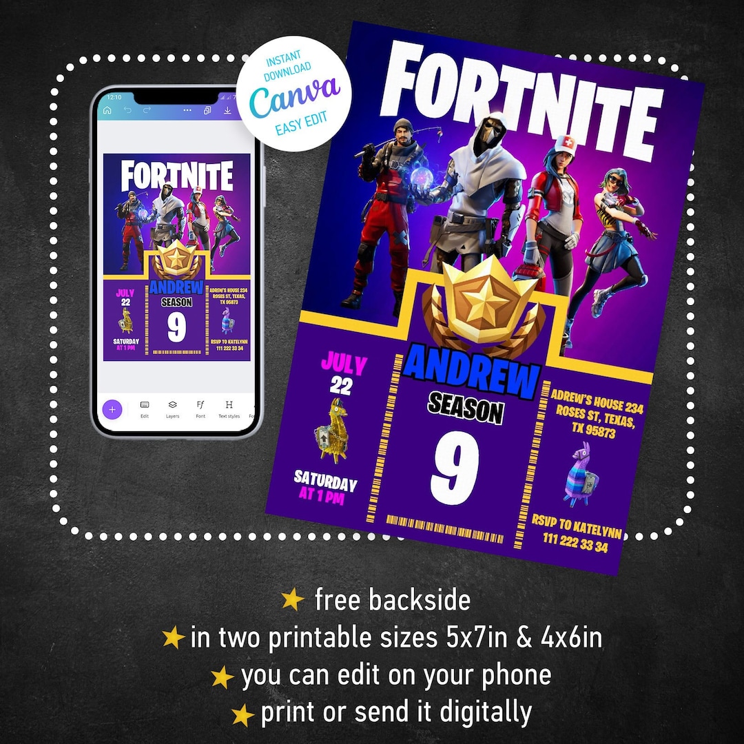 Boy Gamer Invitation, Printable Birthday Invitation, Editable Invite ...