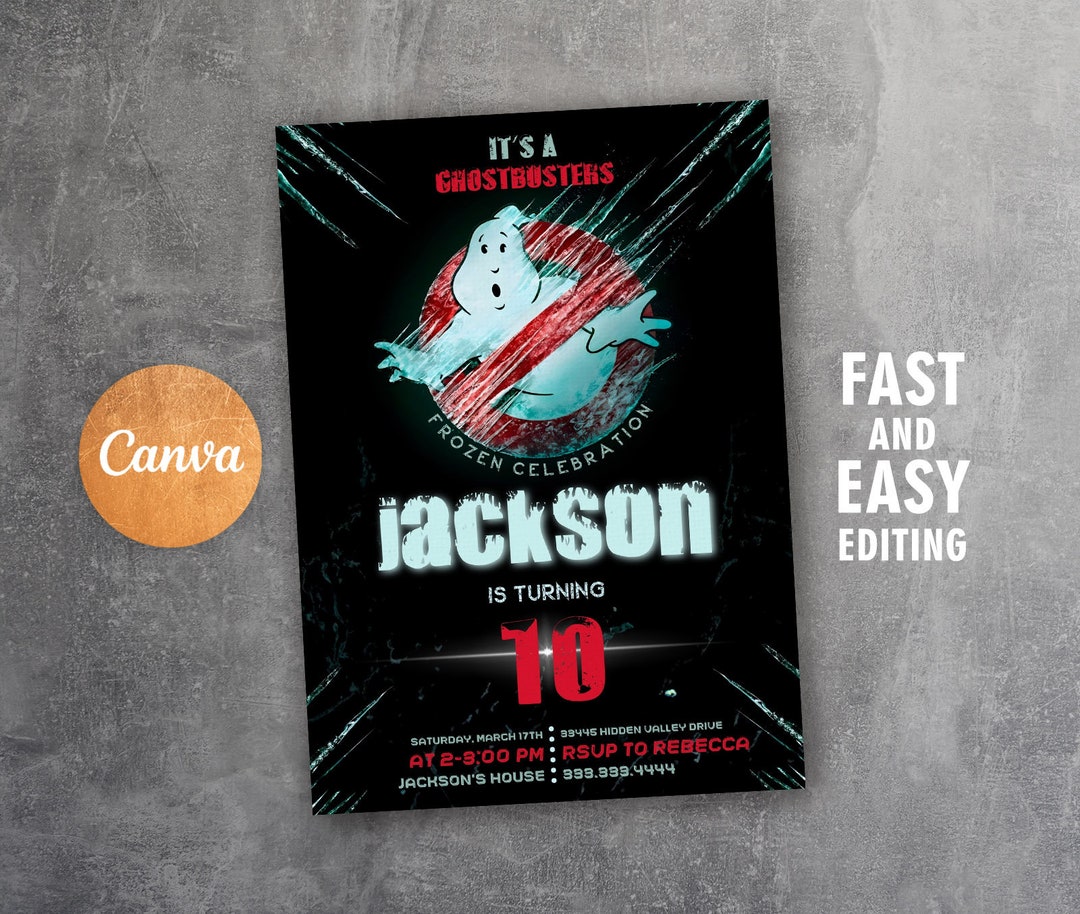 Ghostbusters Birthday Invitation, Printable Editable Invite, Frozen ...
