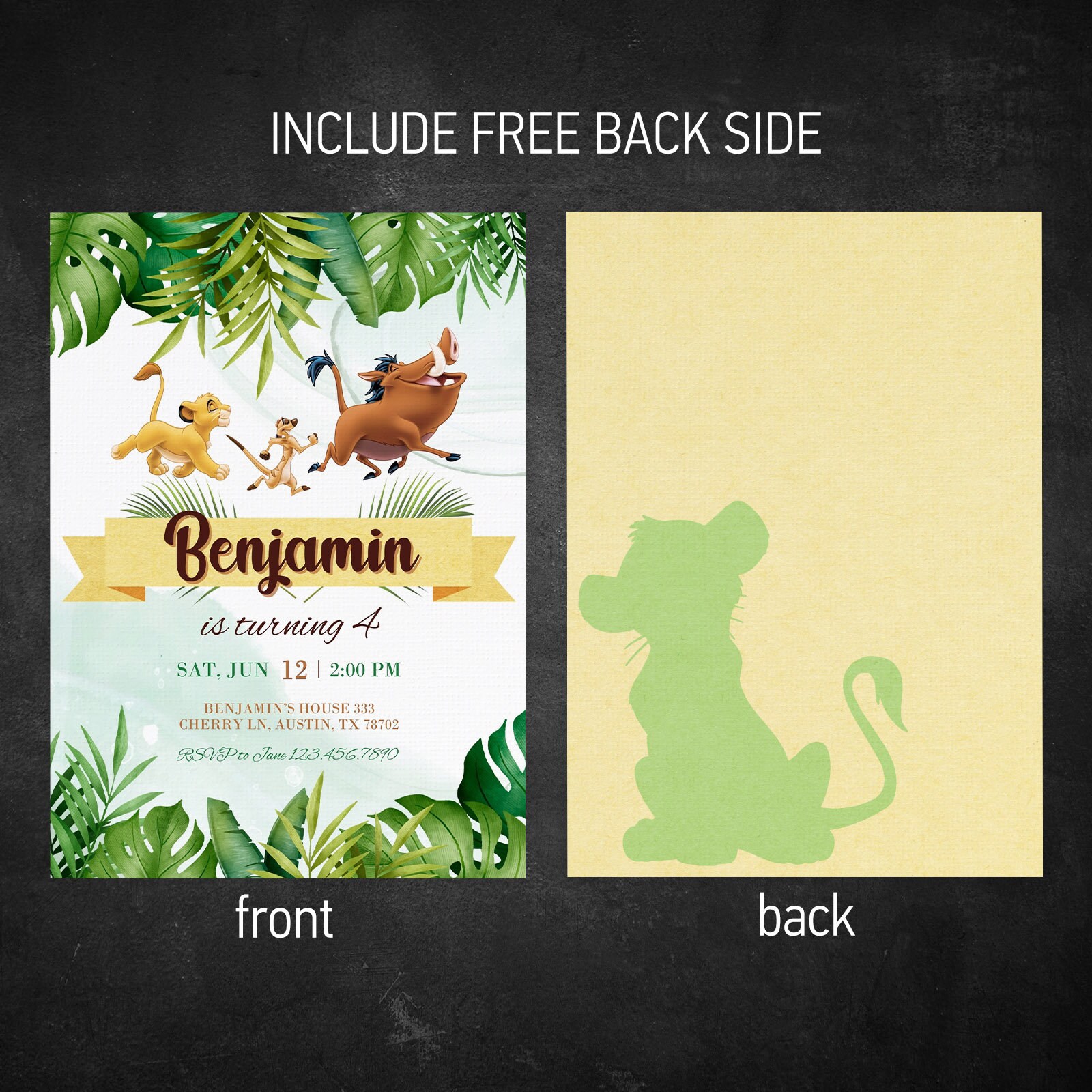 Lion King Printable Birthday Invitation, Simba Birthday Invite, Safari ...