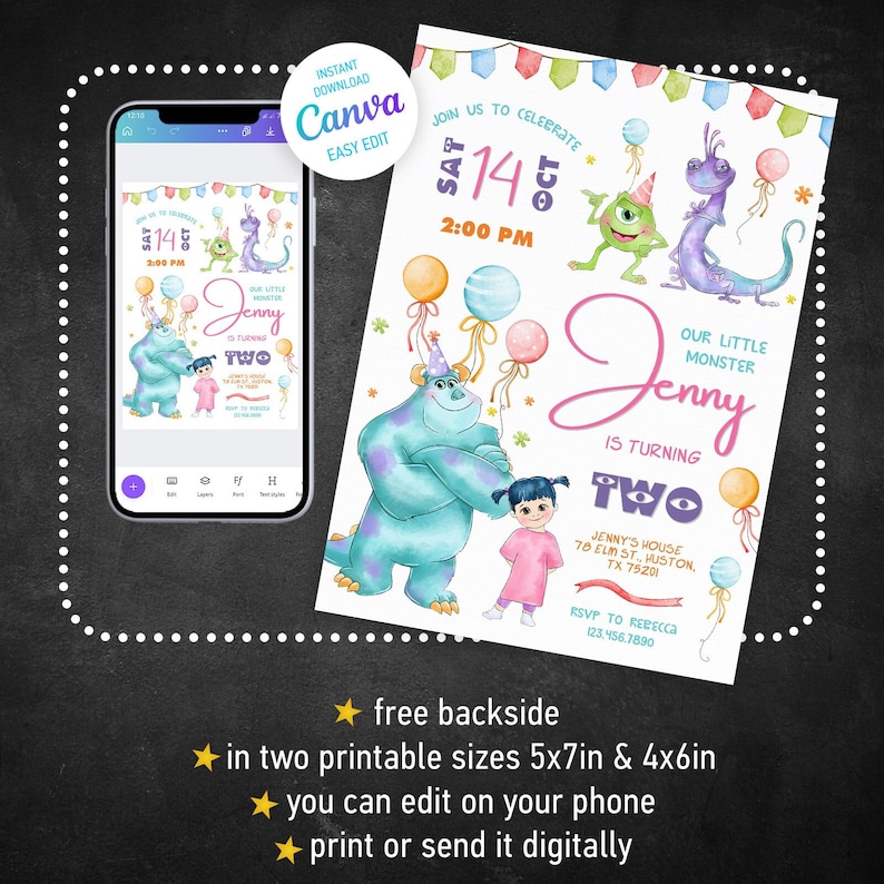 Monster Birthday Invitation, Printable Monsters University Template ...