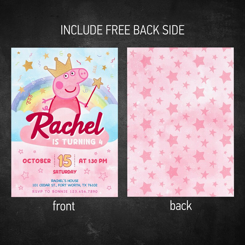 Peppa Pig Birthday Invitation Template, Editable Printable Invite ...