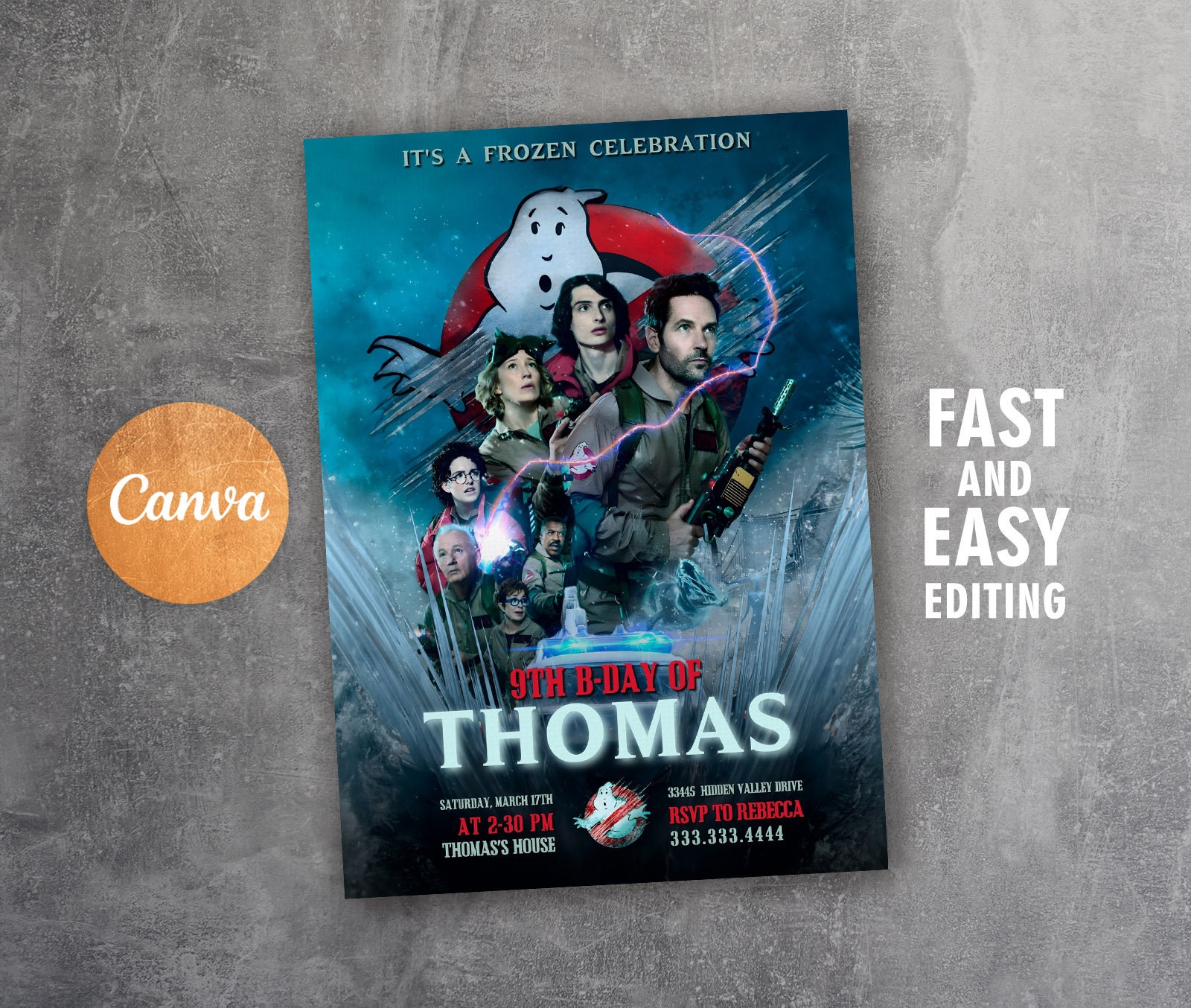 Ghostbusters Birthday Invitation, Printable Editable Invite, Frozen ...