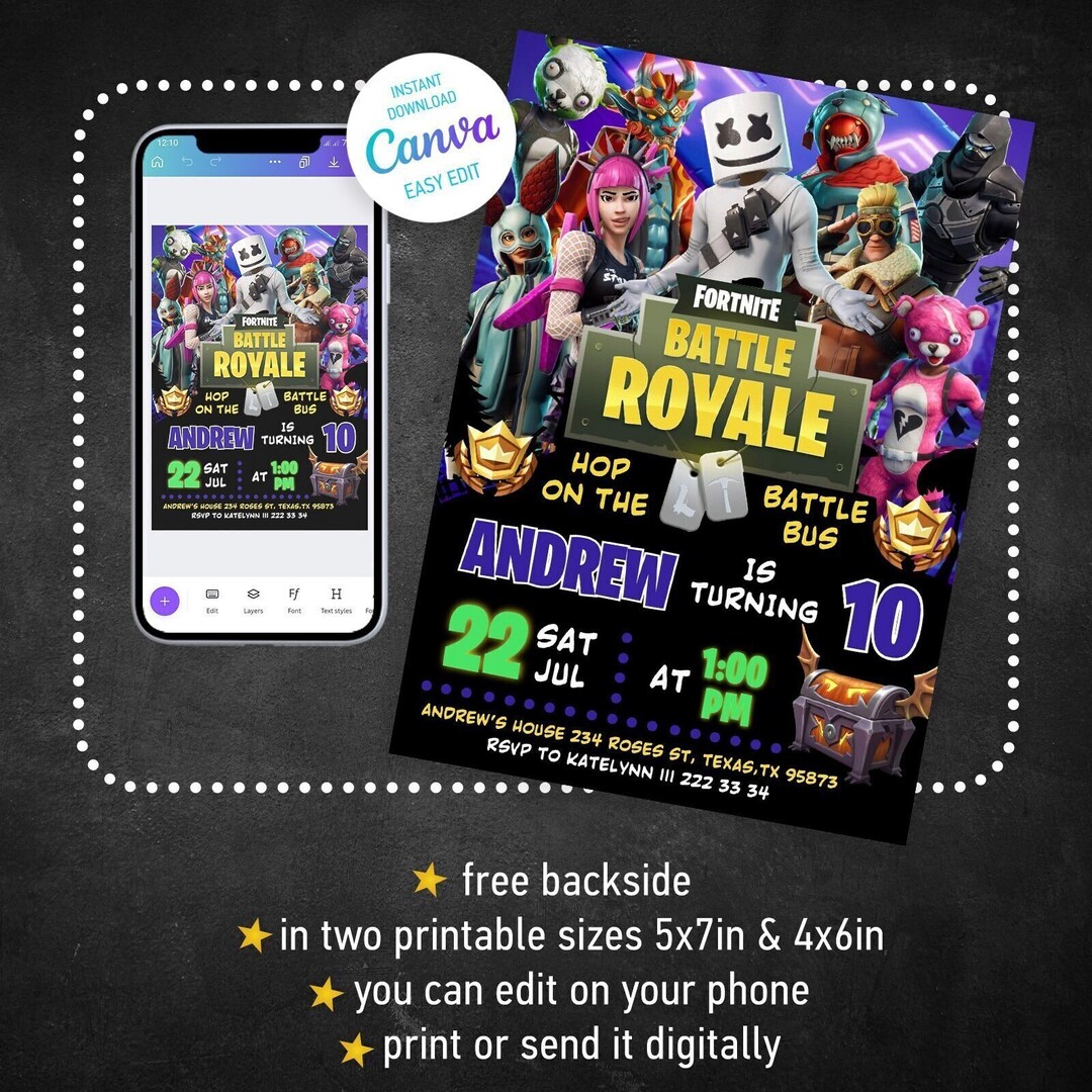 Boy Gamer Invitation, Printable Birthday Invitation, Editable Invite ...