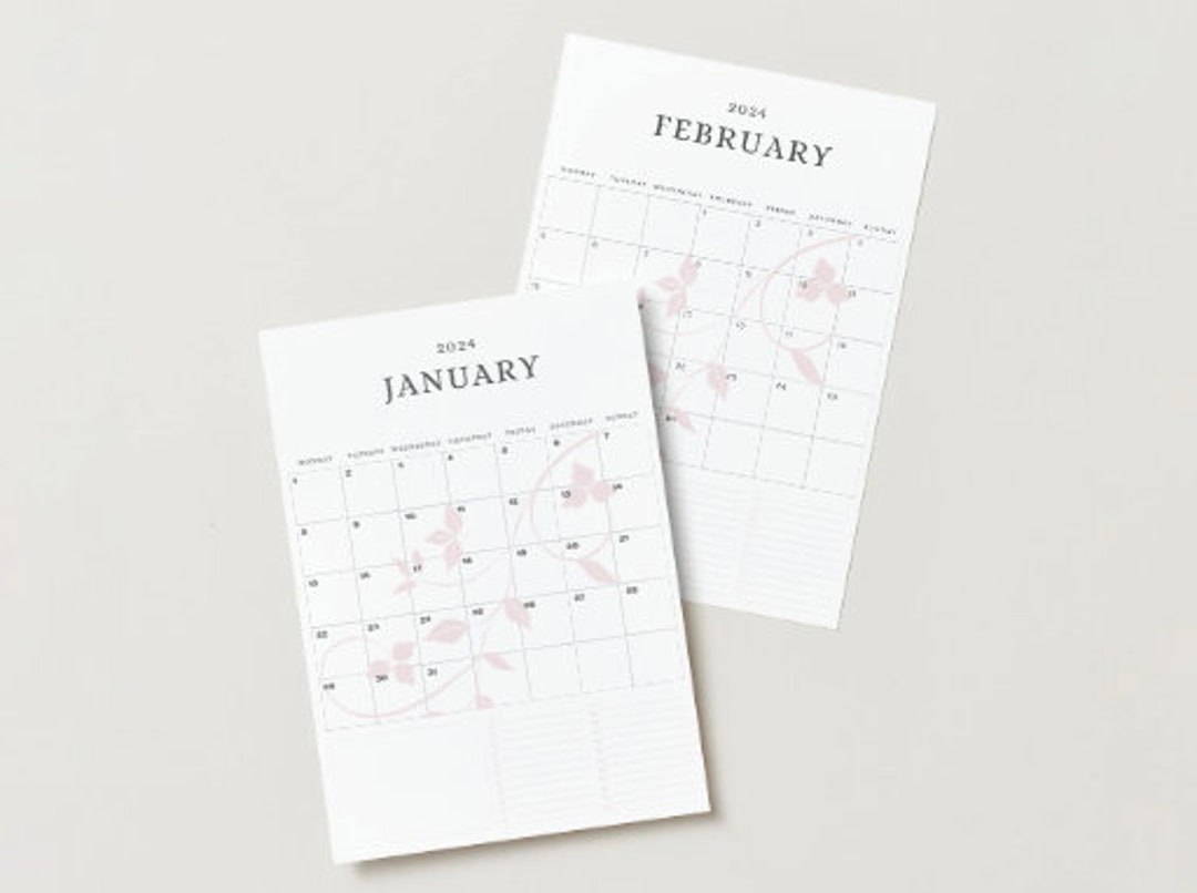 2024 A4 Printable Calendar - Etsy