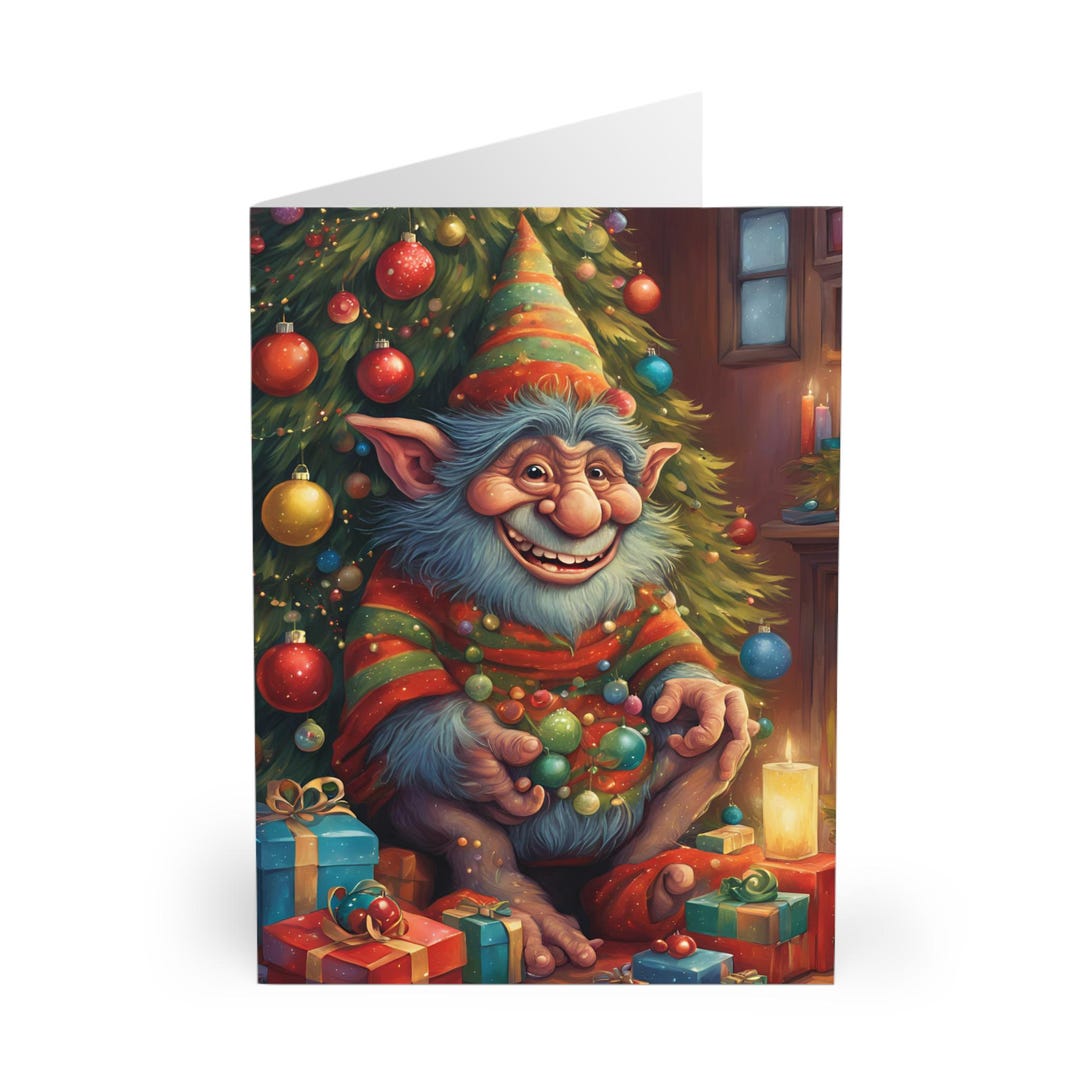 Funny & Cheeky Troll Art Christmas Cards Pack of 5 A5 Quality Cards ...