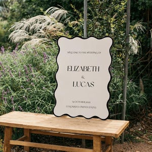 Wavy Welcome Sign Template, Wavy Scalloped Edge, Welcome Wedding Sign ...
