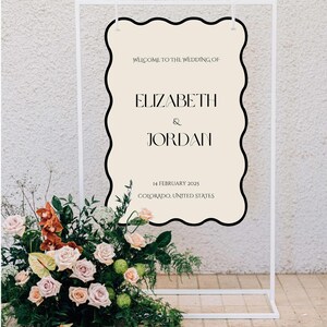 Wavy Welcome Sign Template, Wavy Scalloped Edge, Welcome Wedding Sign ...