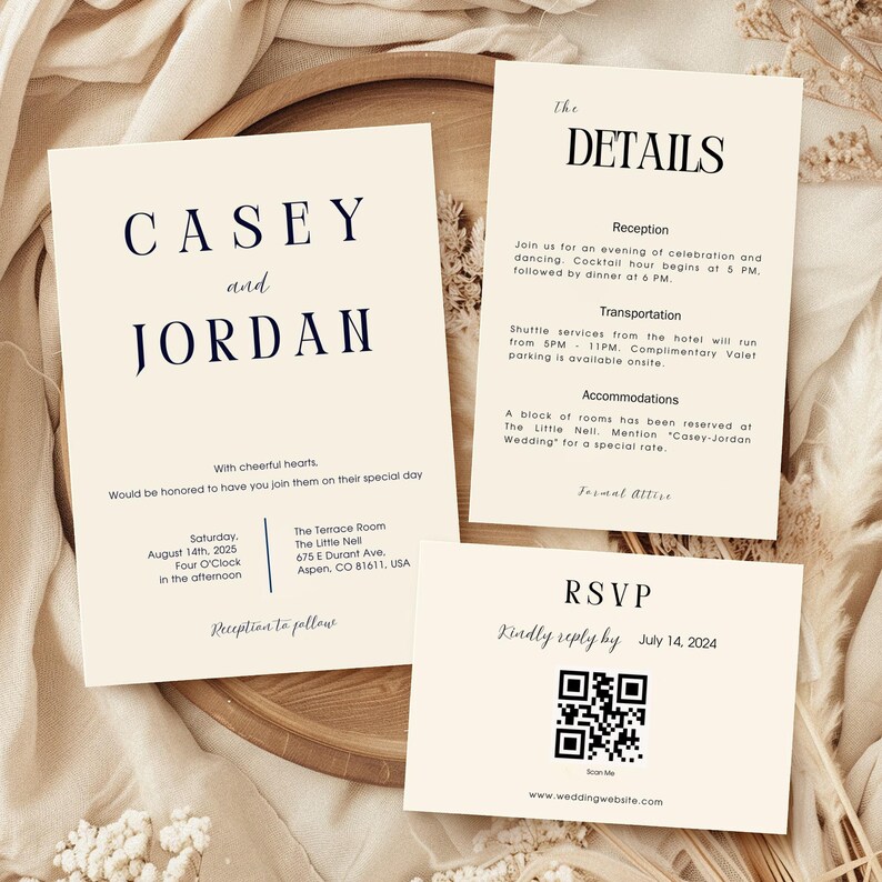 Minimal Editable Wedding Invitation Template, Minimalist Wedding Invite ...