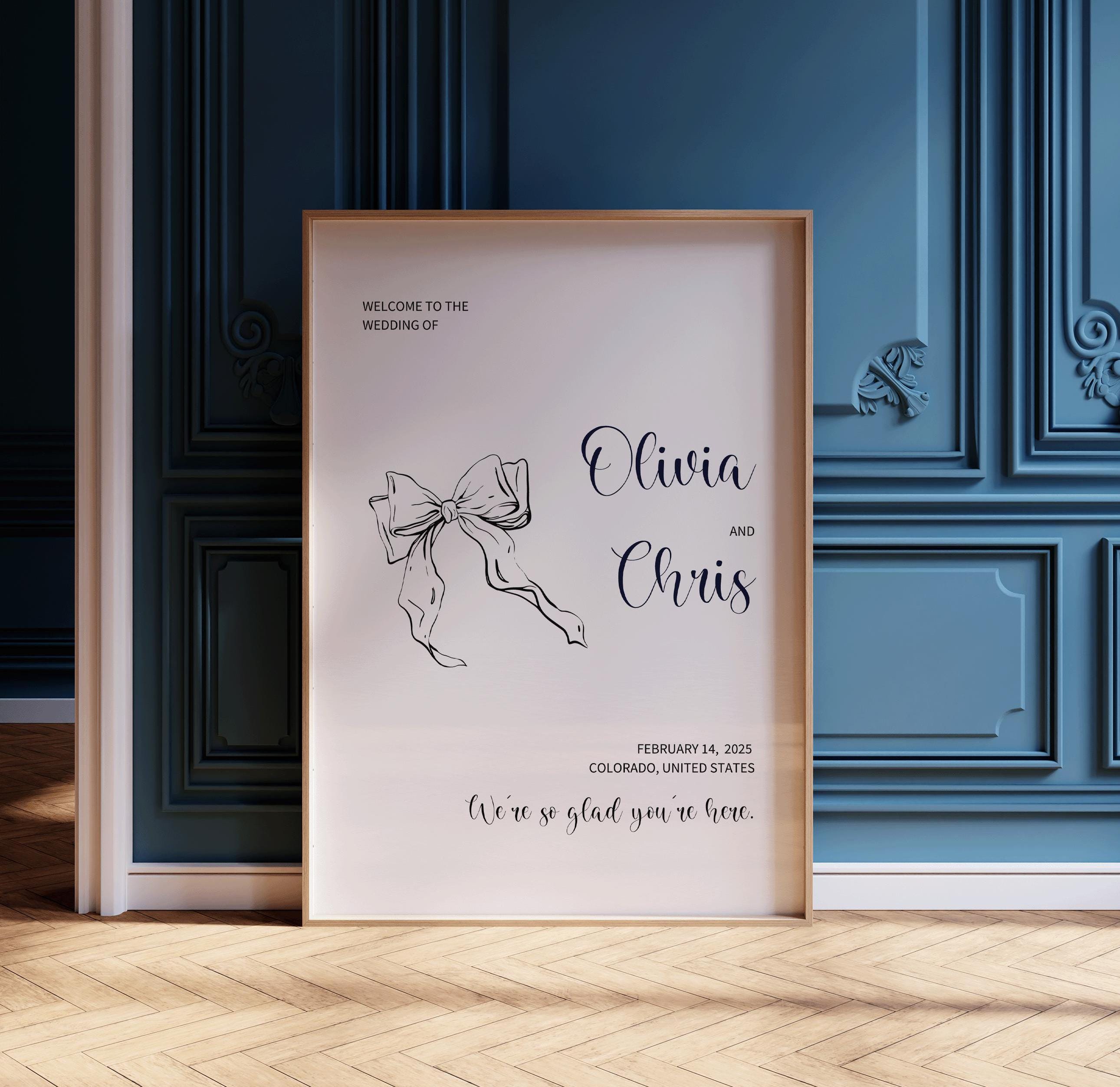 Timeless Bow Wedding Welcome Sign Template, Editable Wedding Sign ...