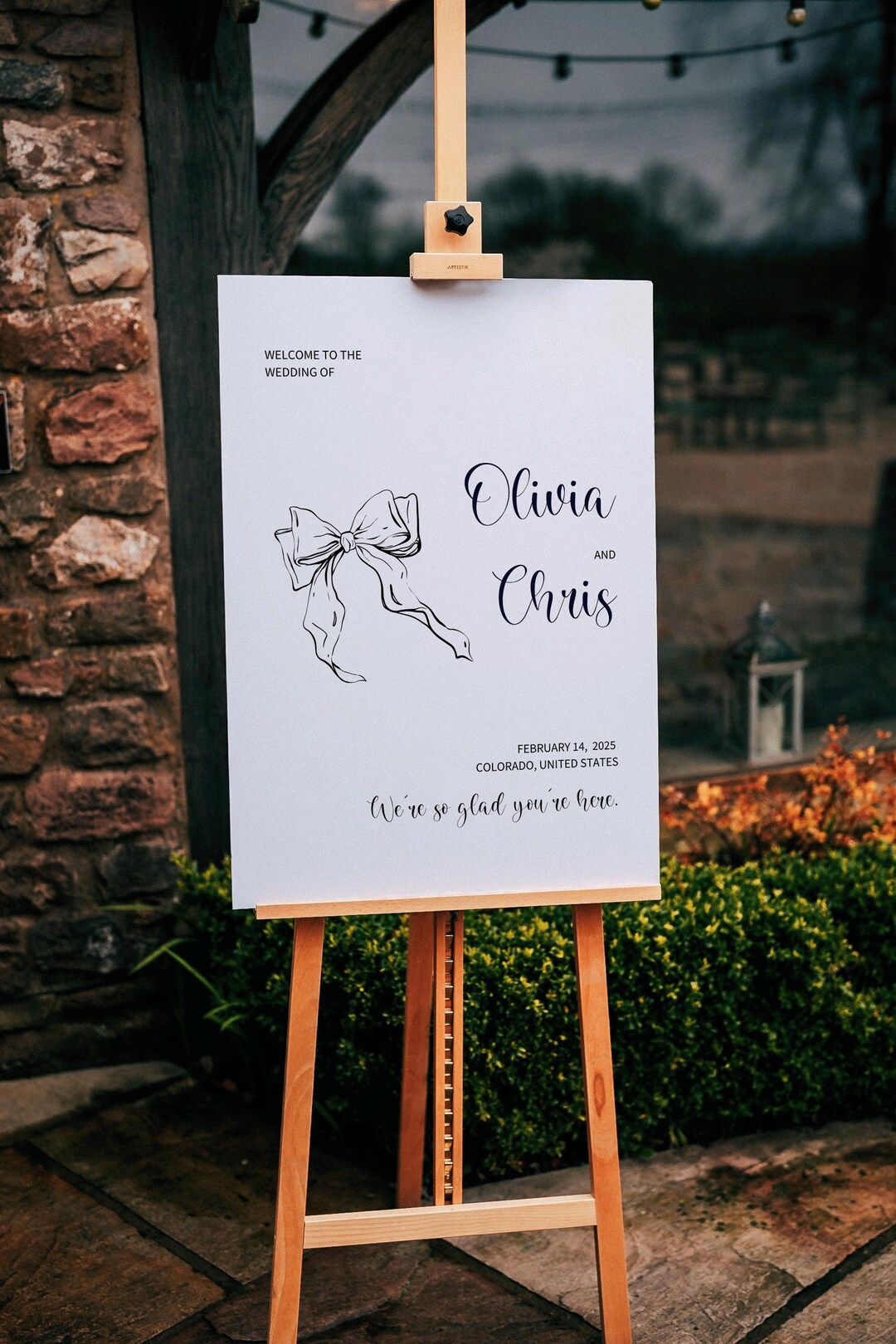 Timeless Bow Wedding Welcome Sign Template, Editable Wedding Sign ...