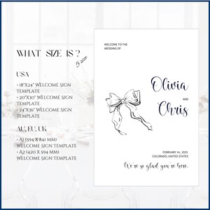 Timeless Bow Wedding Welcome Sign Template, Editable Wedding Sign ...