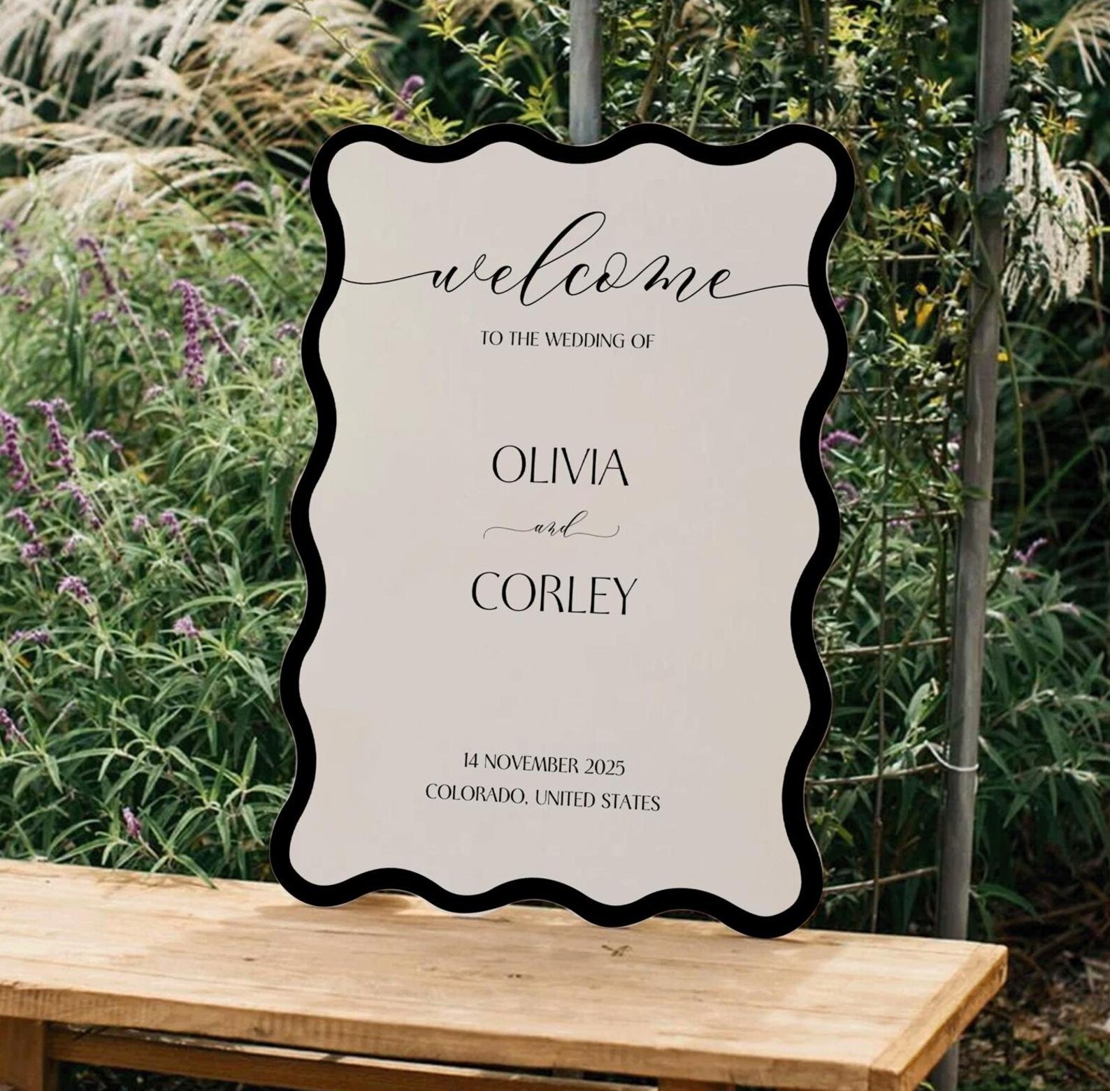 Wavy Welcome Sign Template, Wavy Scalloped Edge, Welcome Wedding Sign ...
