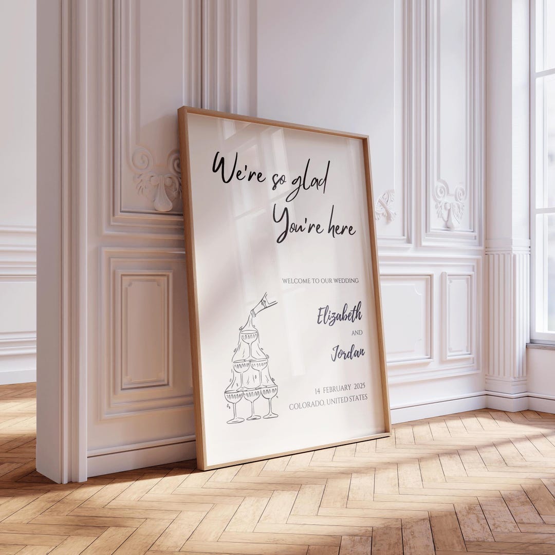 We're so Glad You're Here Wedding Welcome Sign, Wedding Sign Template ...