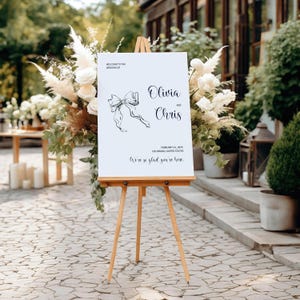 Timeless Bow Wedding Welcome Sign Template, Editable Wedding Sign ...