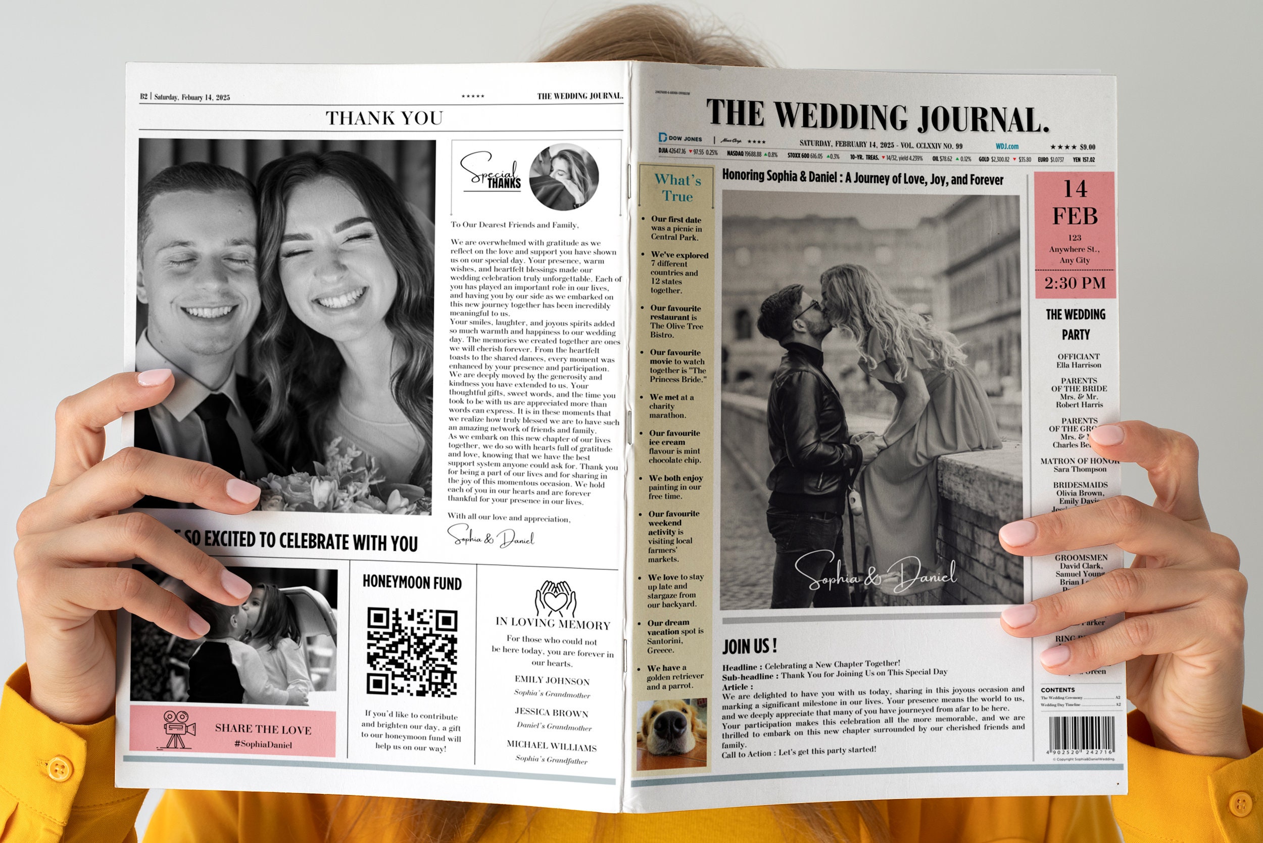 Folded Large Newspaper Wedding Program Template, Printable Wedding ...